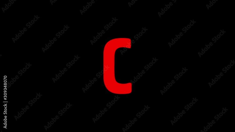 Cartoon alphabet C letter Red Icon, Background with motion of C letter ...