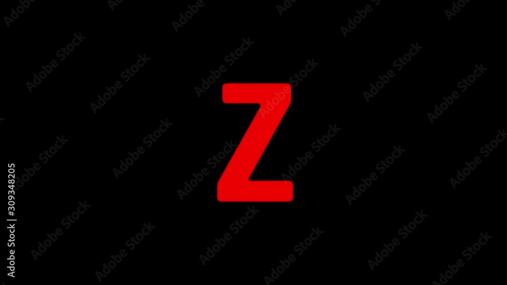 Cartoon alphabet Z letter Red Icon, Background with motion of Z letter ...