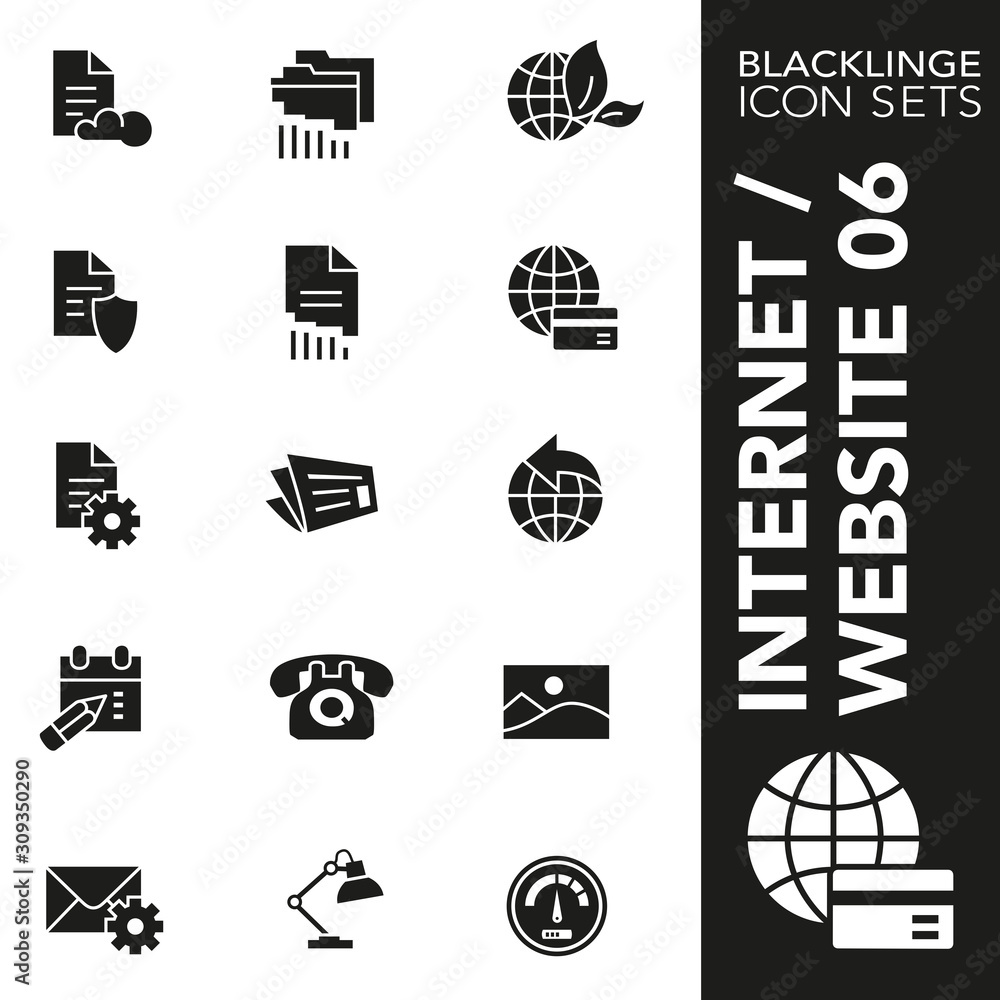 High quality black and white icons of internet and website. Blacklinge ...