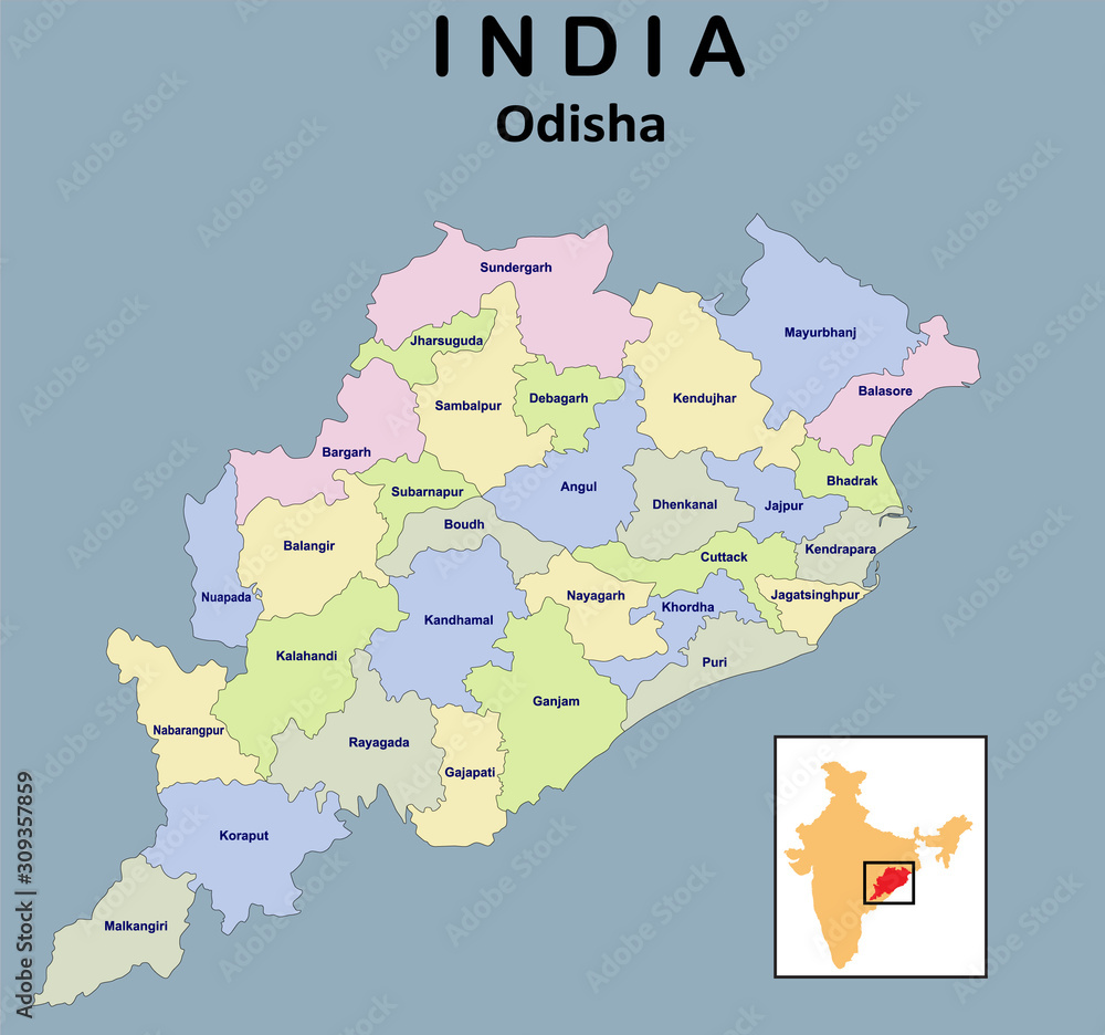 vector illustration of Odisha map Stock Illustration | Adobe Stock