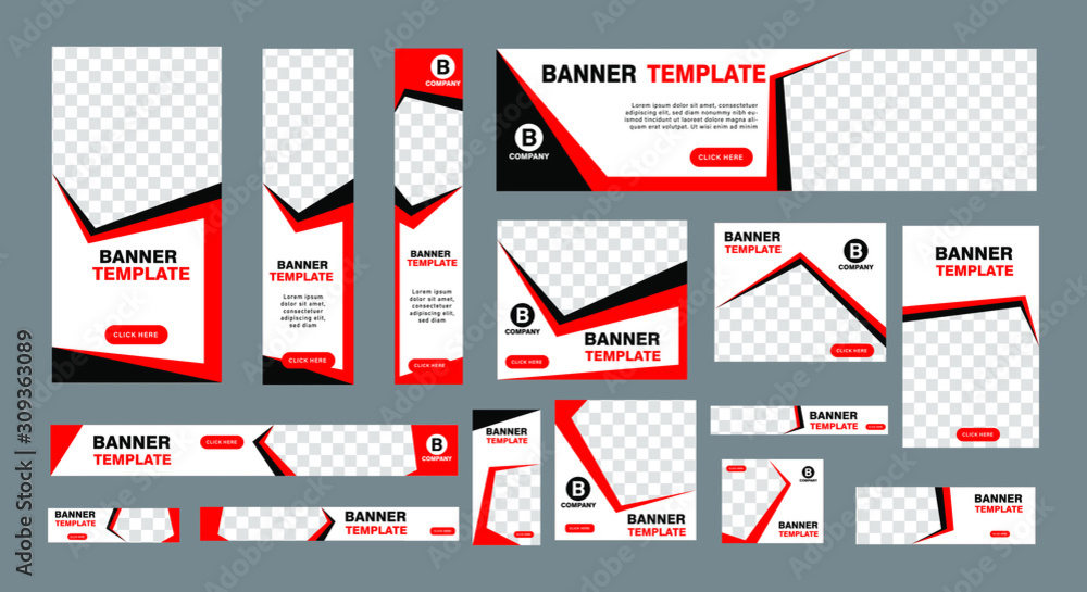 set of modern web banners of standard size with a place for photos ...