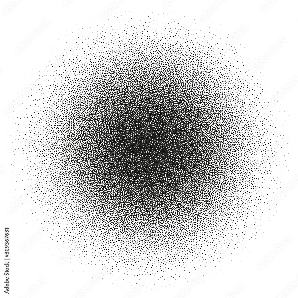 Circle of very small dissolving points, noise, gradient. The Stipple ...