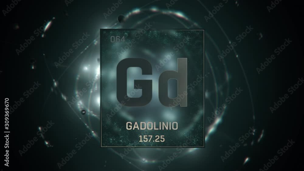 Gadolinium as Element 64 of the Periodic Table. Seamlessly looping 3D ...