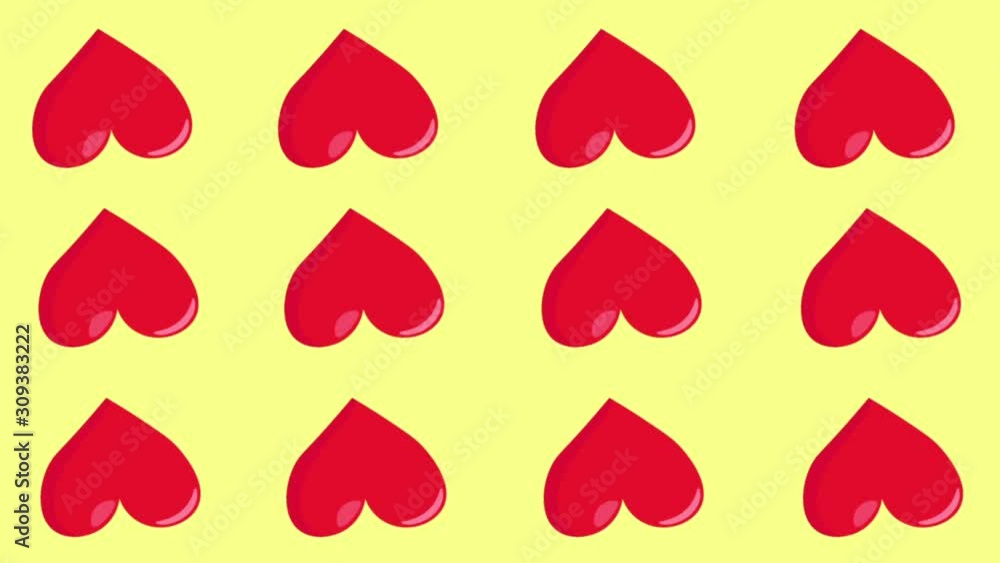 Bright, simple animation of rotating hearts. Background of hearts ...