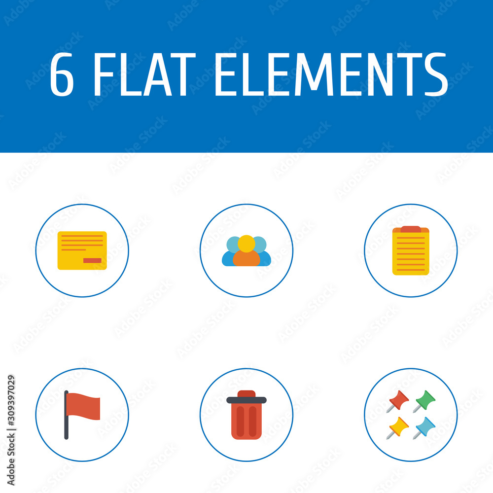 Set of task manager icons flat style symbols with task board, members ...