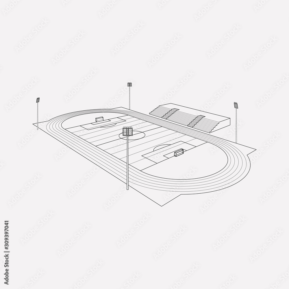 Football stadium icon line element. Vector illustration of football ...