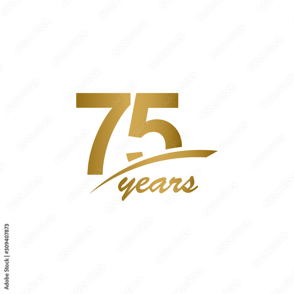 75 Years Anniversary elegant Gold Line Celebration Vector Template ...