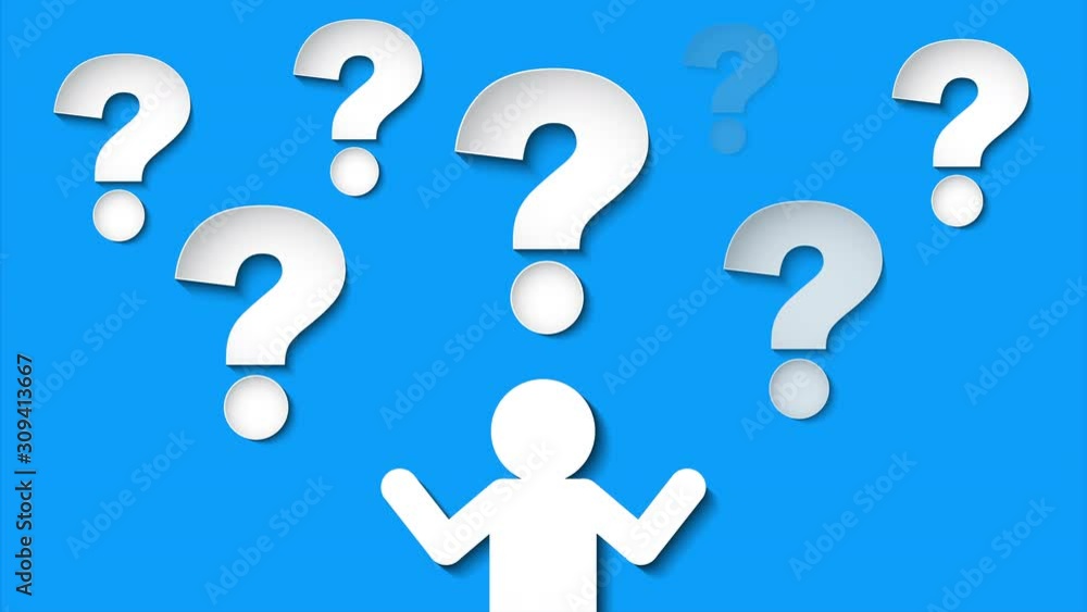 people with many question marks. Making decision, thinking, uncertainty, learning concept ...