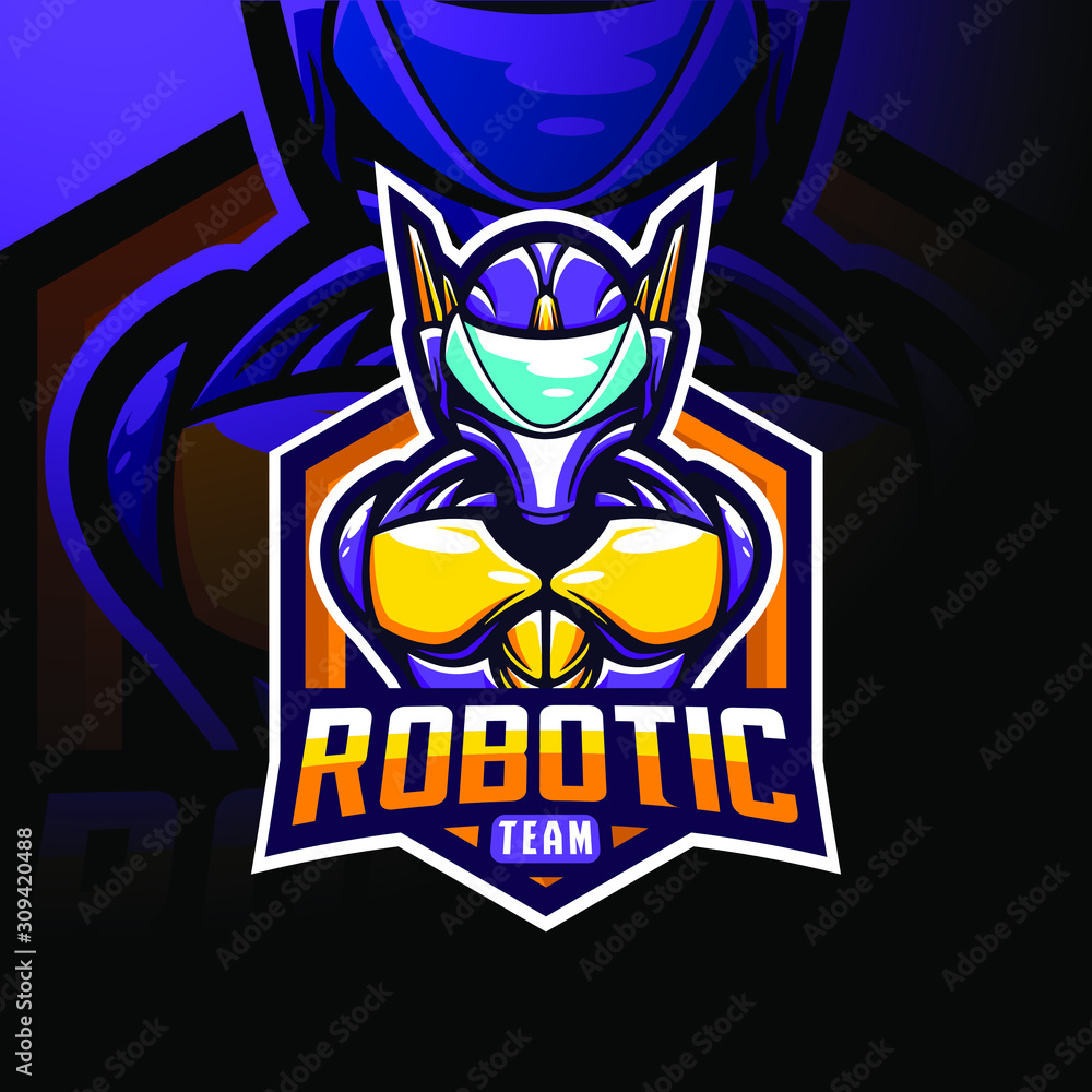 stock vector robotic team mascot logo illustration. logo, badge, esport ...