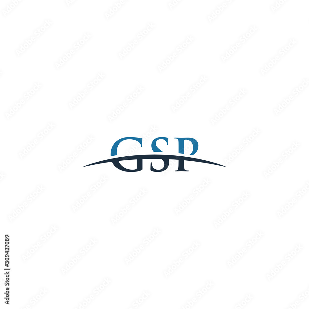 Initial letter GSP, overlapping movement swoosh horizon logo company ...
