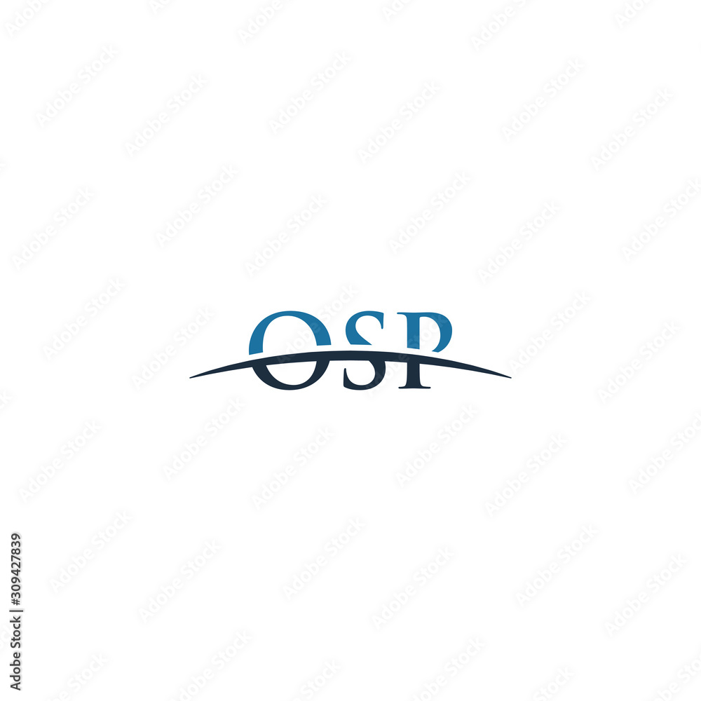 Initial letter OSP, overlapping movement swoosh horizon logo company ...