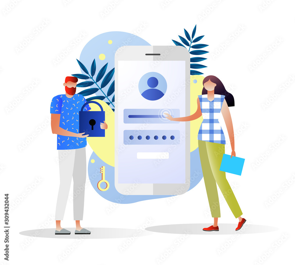Concept Sign in page on mobile screen. Desktop computer with login form ...