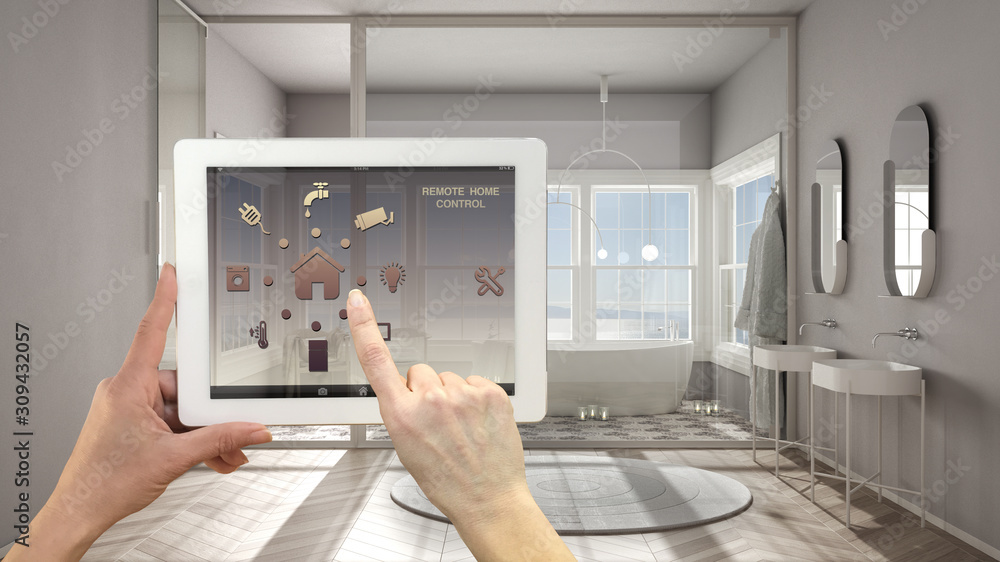 Smart remote home control system on a digital tablet. Device with app ...