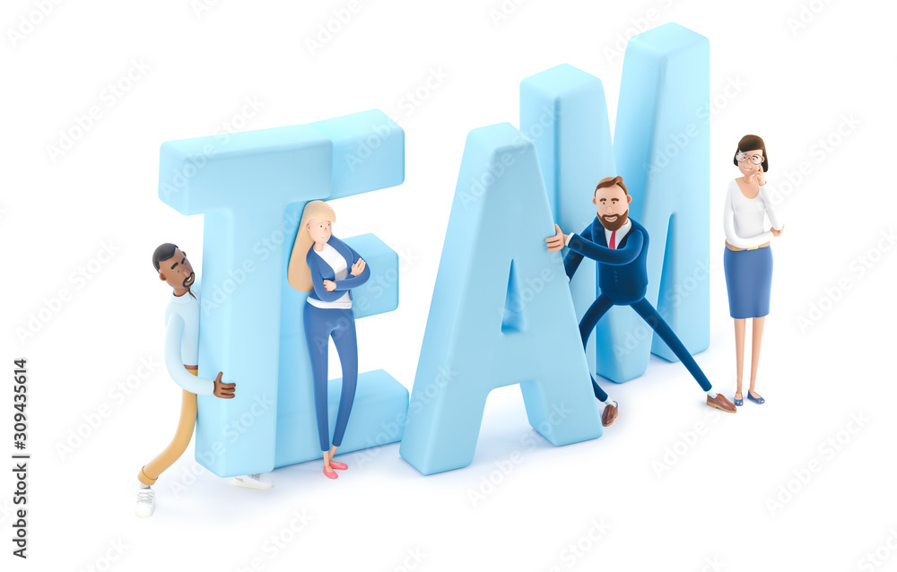 3d illustration. Cartoon characters. Business teamwork concept. The ...