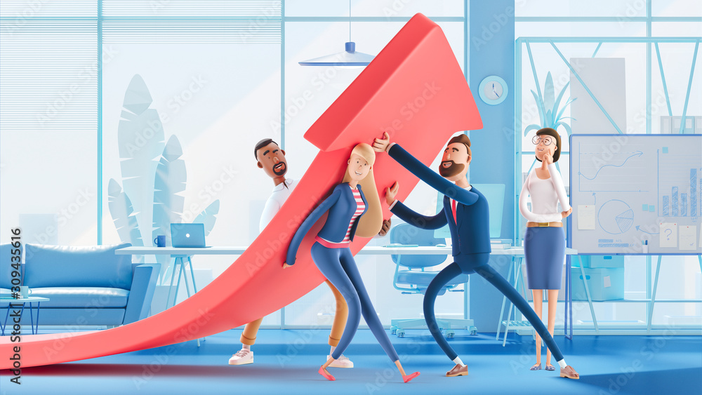 Change of a direction, planning new strategy. 3d illustration. Cartoon ...