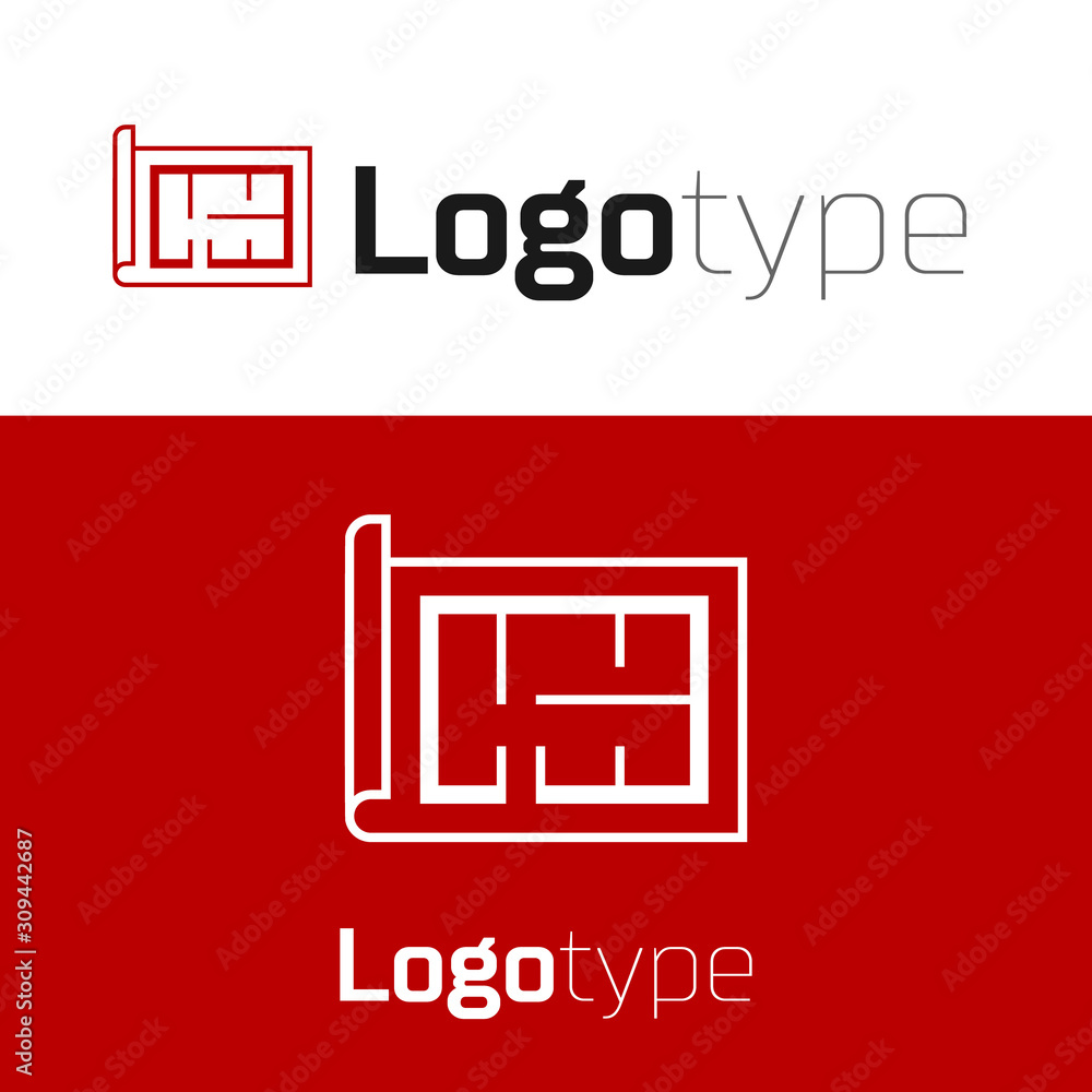 Red House plan icon isolated on white background. Logo design template ...
