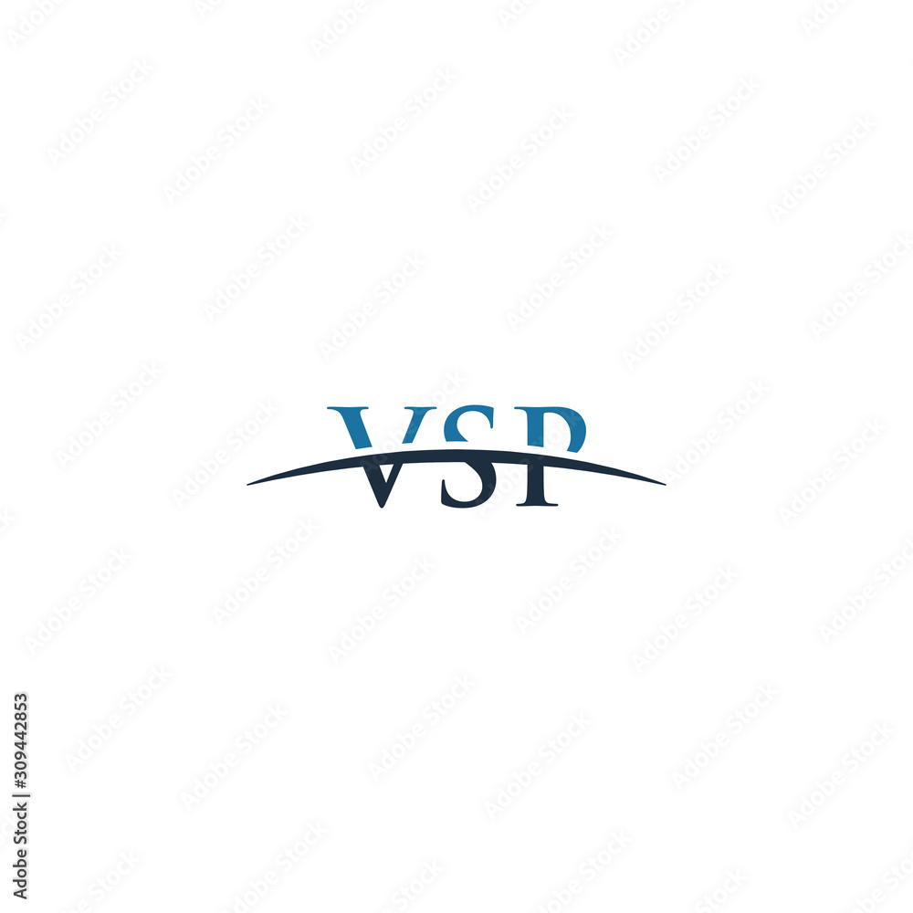Initial letter VSP, overlapping movement swoosh horizon logo company ...