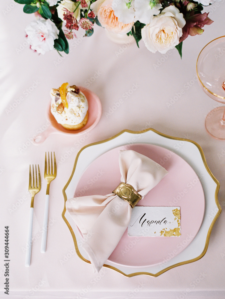 Elegant table setting with flowers Stock Photo | Adobe Stock