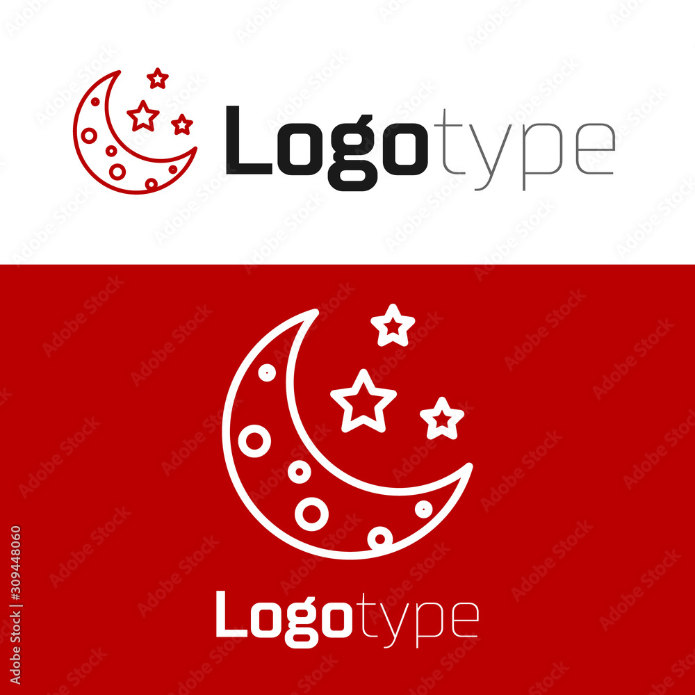 Red Moon and stars icon isolated on white background. Logo design ...
