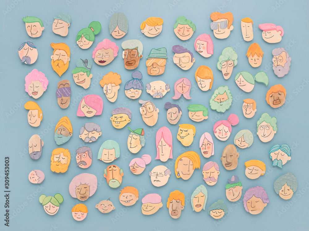 Family faces. Family faces illustration draw and painted with ...