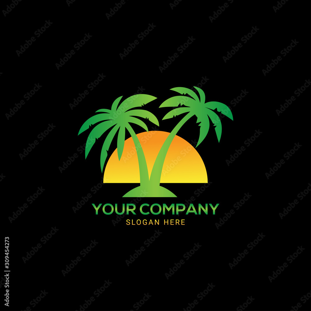 green palm tree, tree logo design Stock Vector | Adobe Stock