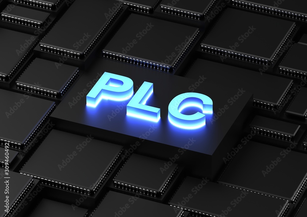 PLC acronym - Power-line communication background Stock Illustration ...