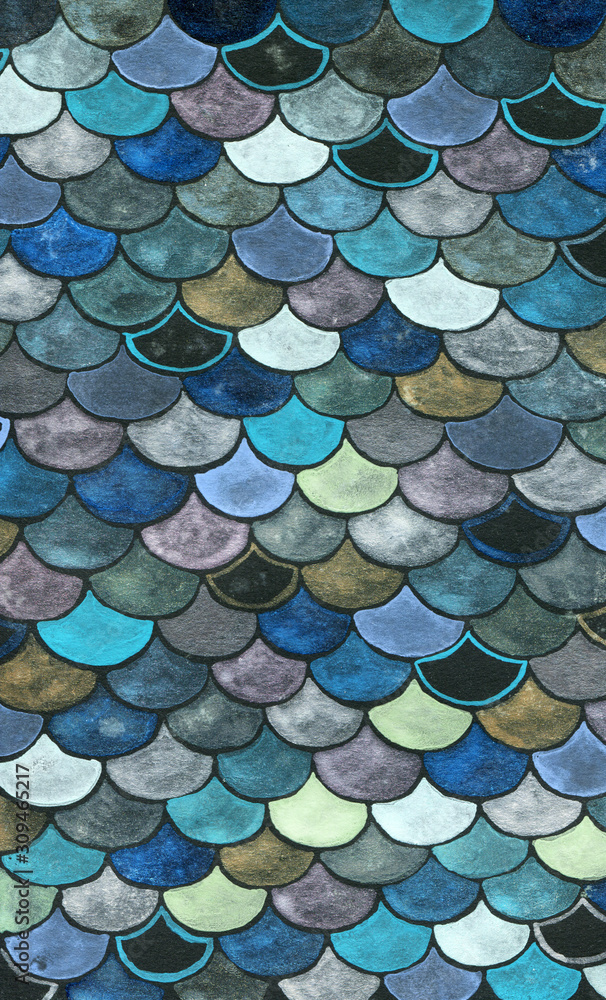Watercolor fish scale pattern Stock Photo | Adobe Stock