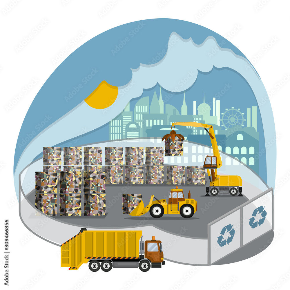 Naklejka Solid-waste management. Storage of garbage blocks and ...