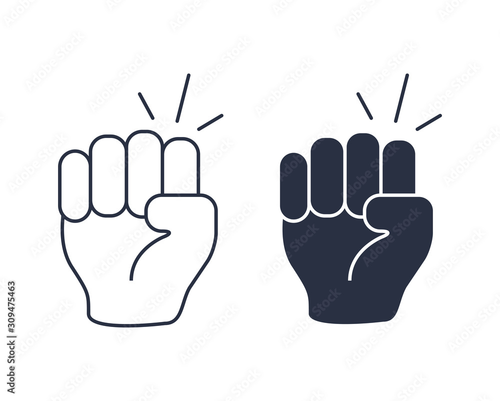 Hand knocking on door icon. Vector illustration. Agression symbol ...