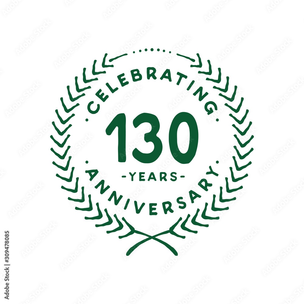 130 years design template. 130th logo. Vector and illustration. Stock ...