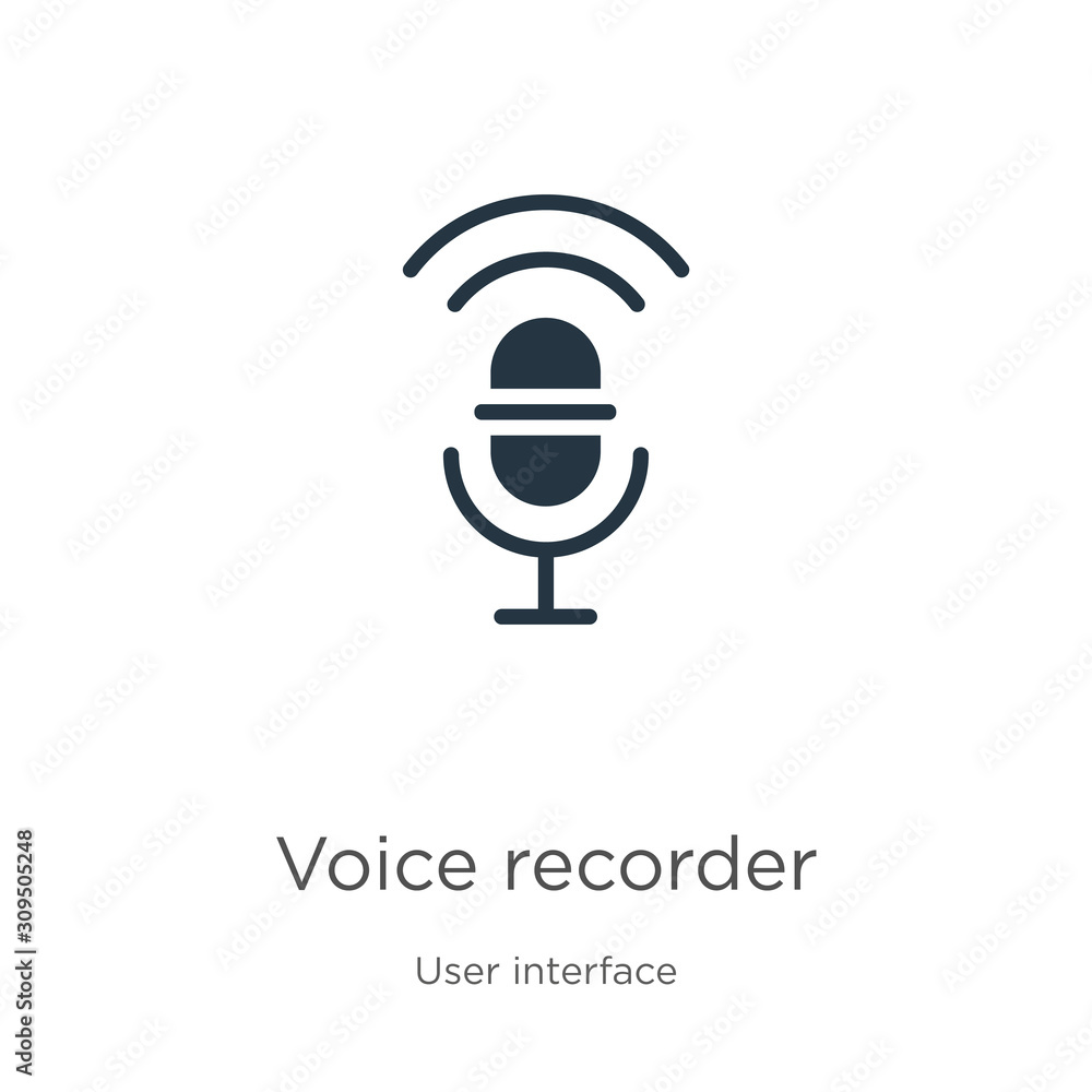 Voice recorder icon vector. Trendy flat voice recorder icon from user ...