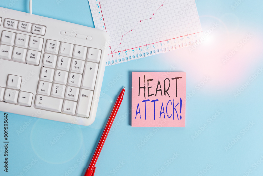 Writing note showing Heart Attack. Business concept for sudden ...