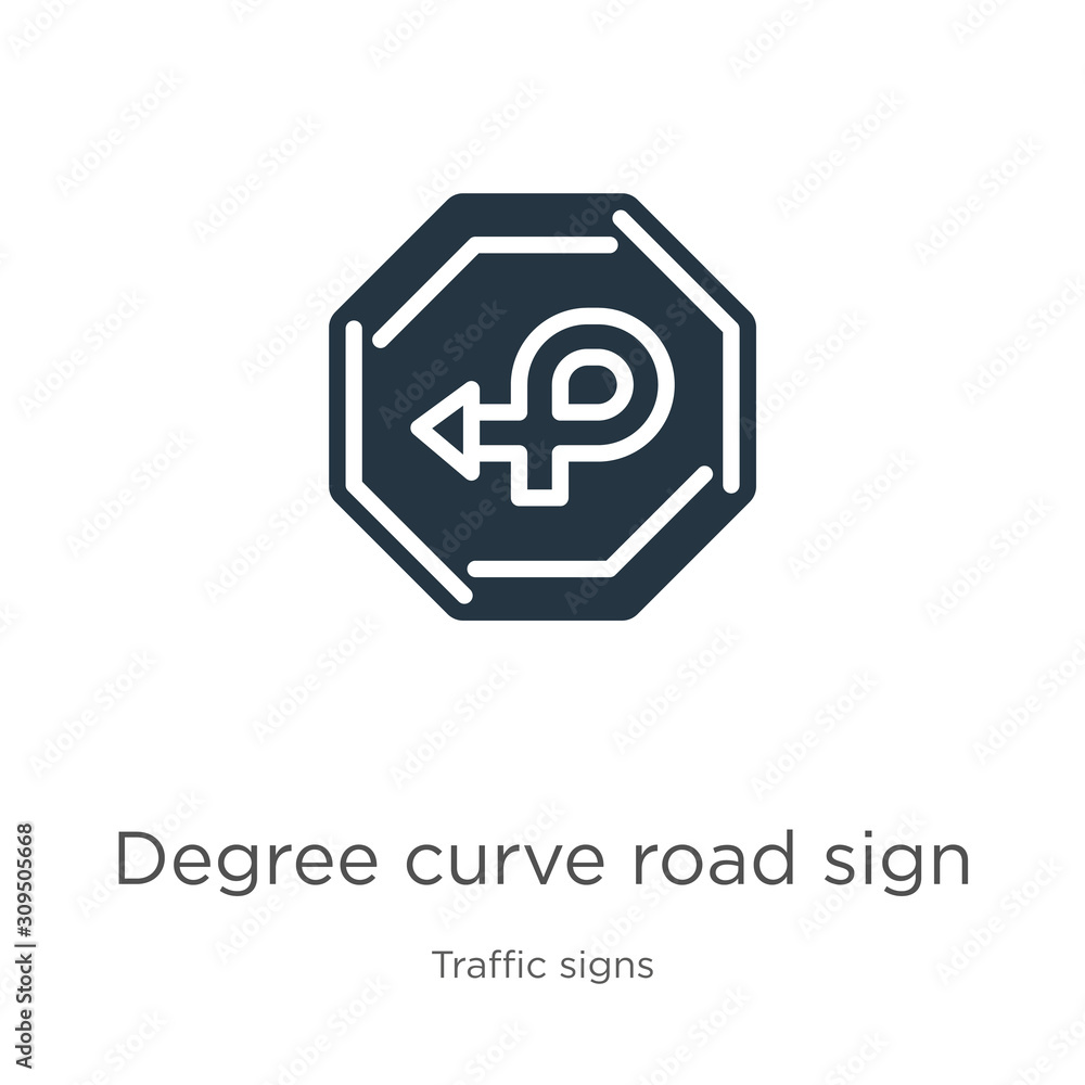 Degree curve road sign icon vector. Trendy flat degree curve road sign ...