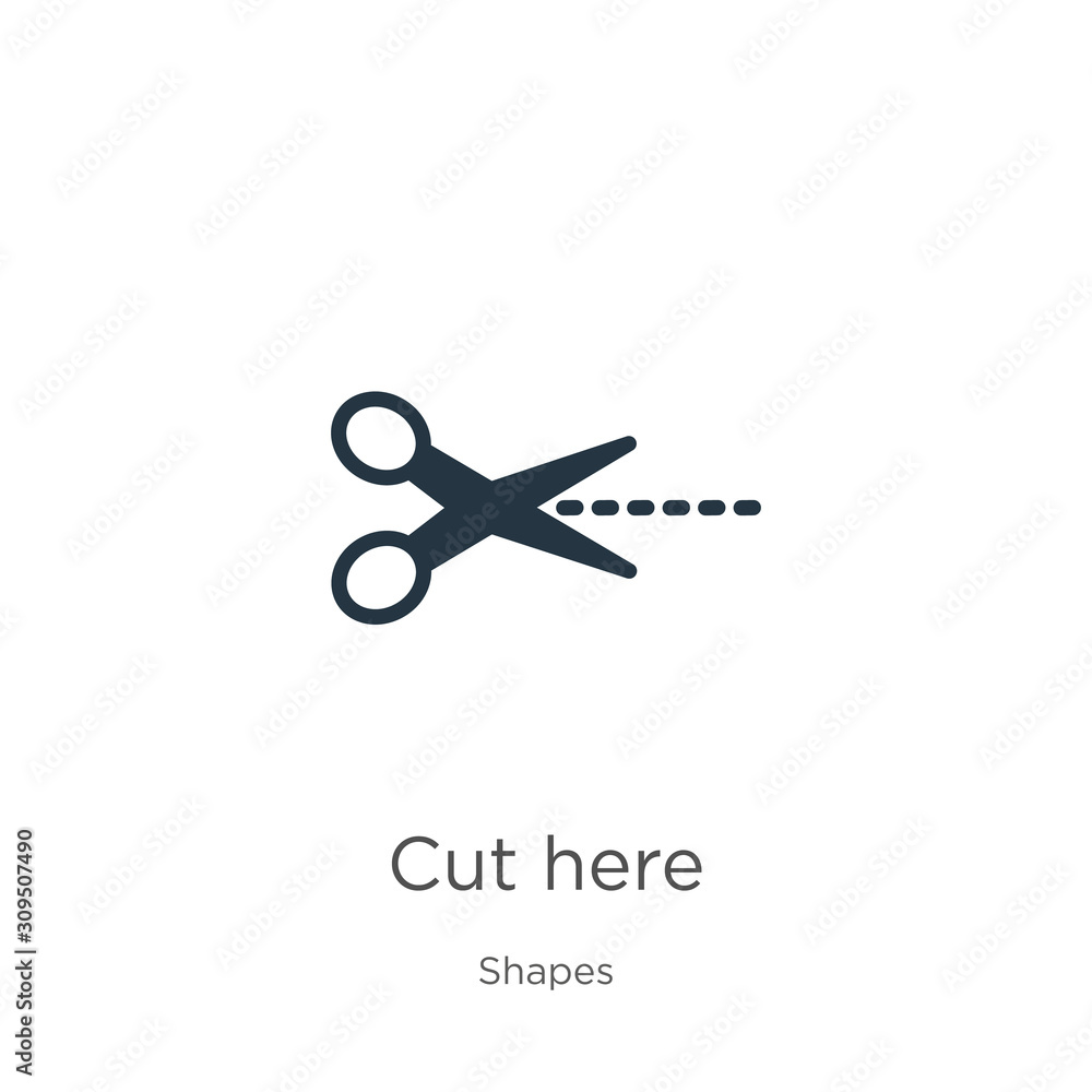 Cut here icon vector. Trendy flat cut here icon from shapes collection isolated on white ...