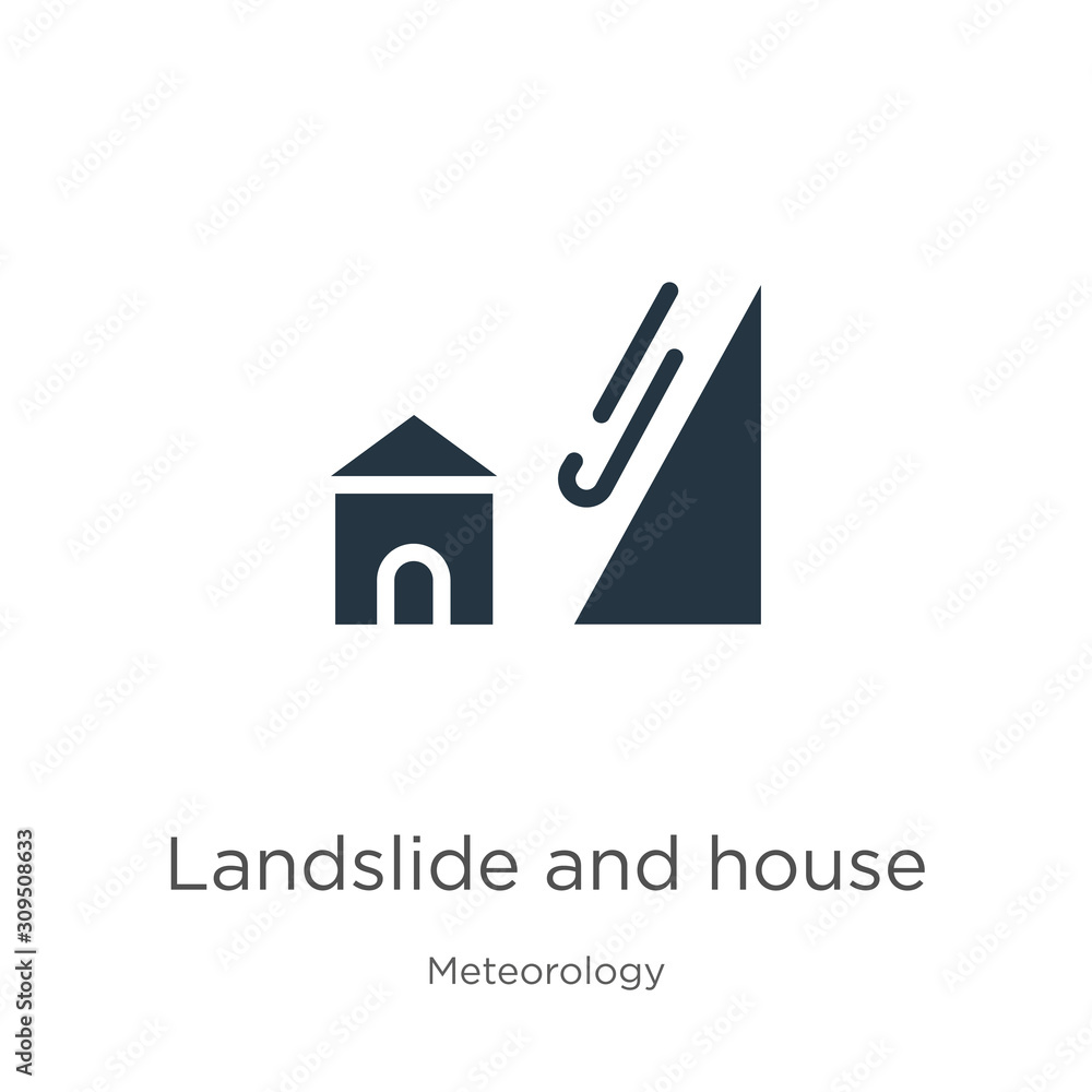 Landslide and house icon vector. Trendy flat landslide and house icon ...