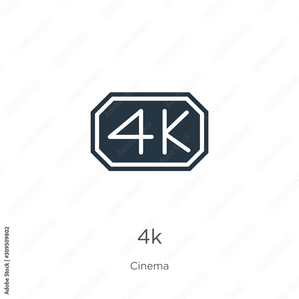 4k icon vector. Trendy flat 4k icon from cinema collection isolated on ...