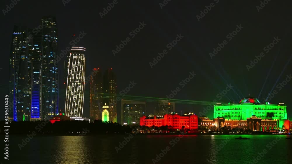 Abu Dhabi city corniche beach - Etihad towers - Nation towers ...