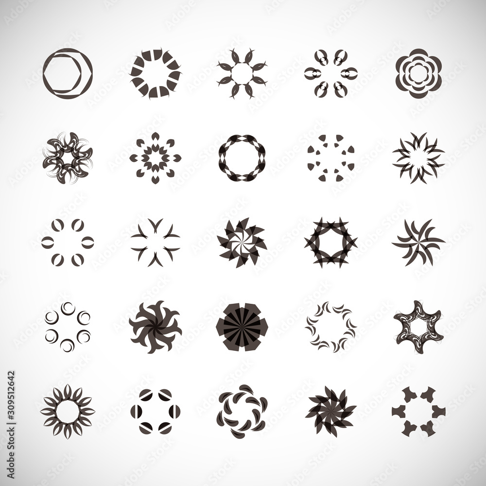 Abstract Circle Icon Set. Vector Isolated On Gray. Abstract Circular ...