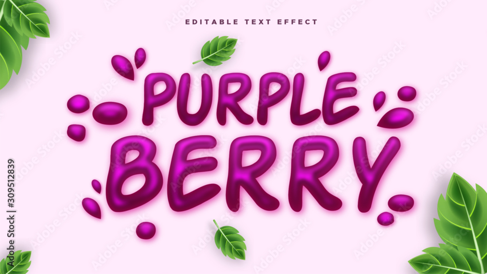 Berry 3D Text Style Effect mockup Stock Vector | Adobe Stock