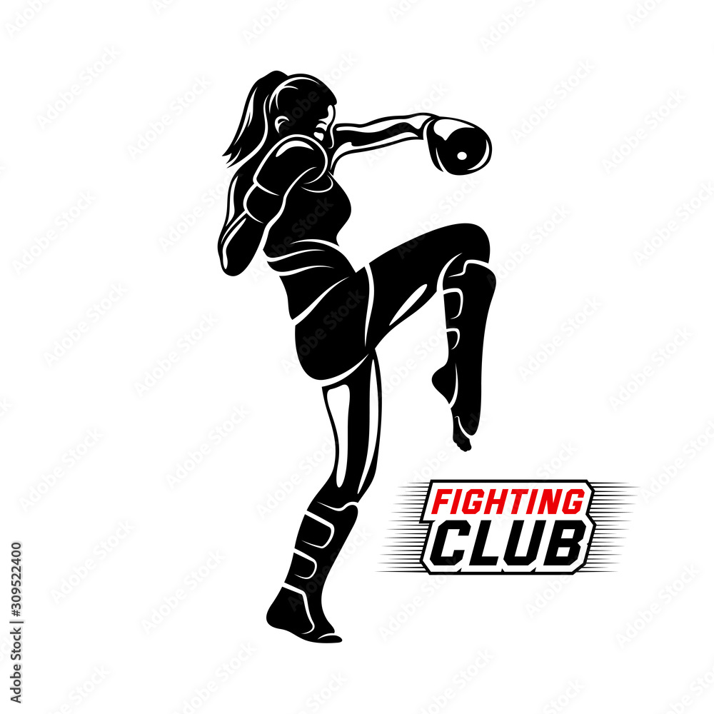 Fight Player logo design vector, boxing logo template, muay thai kick ...