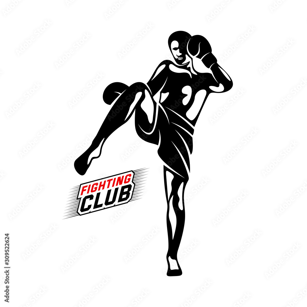 Stockvector Fight Player logo design vector, boxing logo template, muay ...