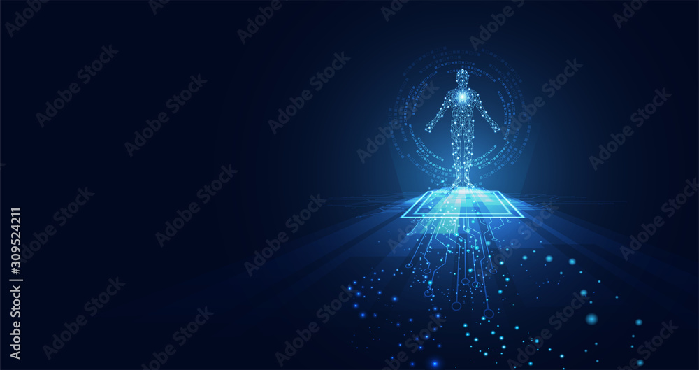abstract technology futuristic concept of digital human body digital ai ...