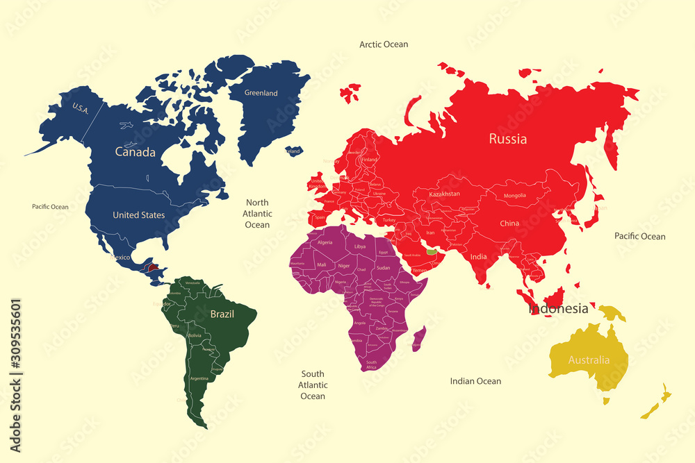 carte du monde เวกเตอร์สต็อก | Adobe Stock