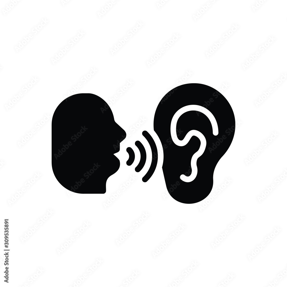 Black solid icon for whisper Stock Vector | Adobe Stock