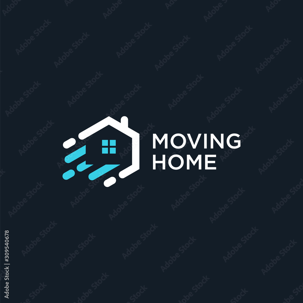 moving home logo line polygon Stock Vector | Adobe Stock