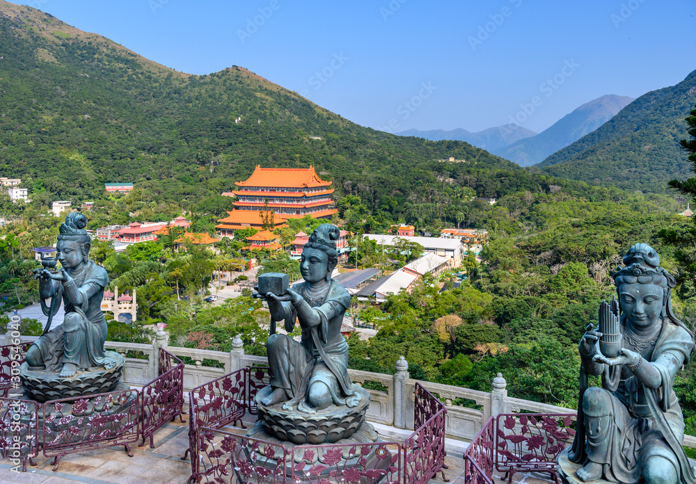 Buddha statues at Po Lin Buddhist Monastery located on Ngong Ping ...