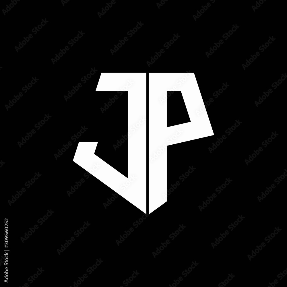 Vetor de JP logo monogram with pentagon shape style design template do ...
