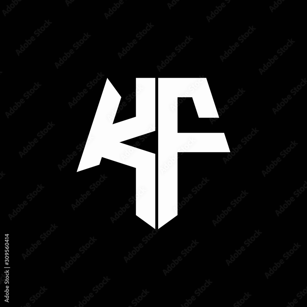 KF logo monogram with pentagon shape style design template Stock Vector ...