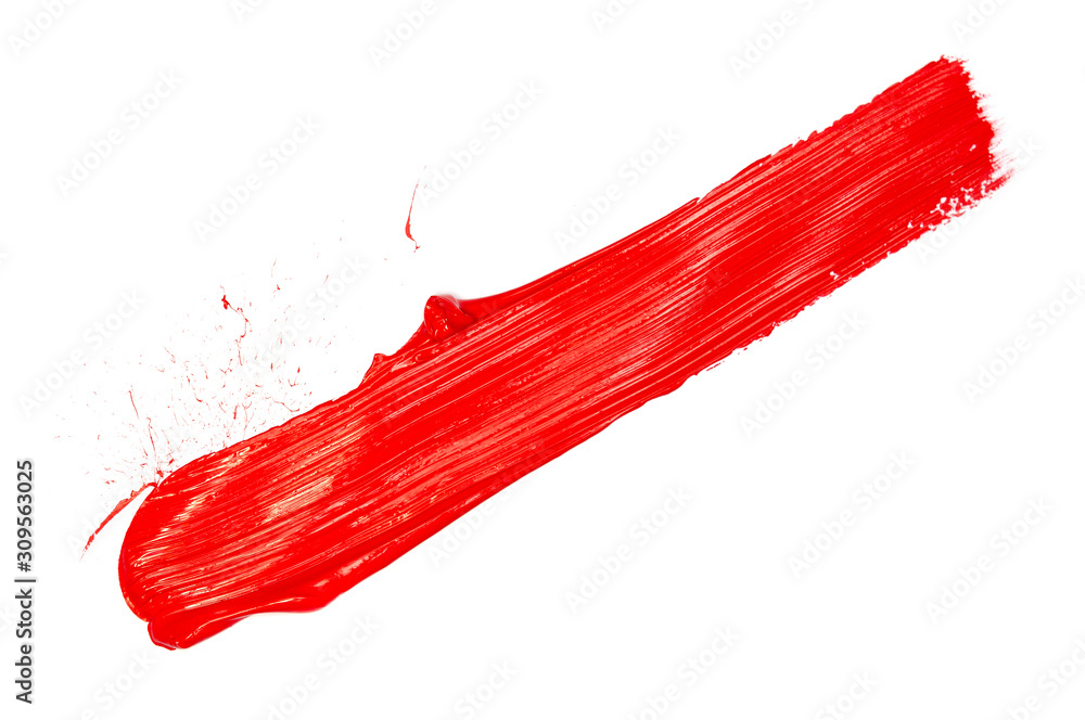 Red paint brush strokes, acrylic drawing. Isolated. Stock Illustration ...