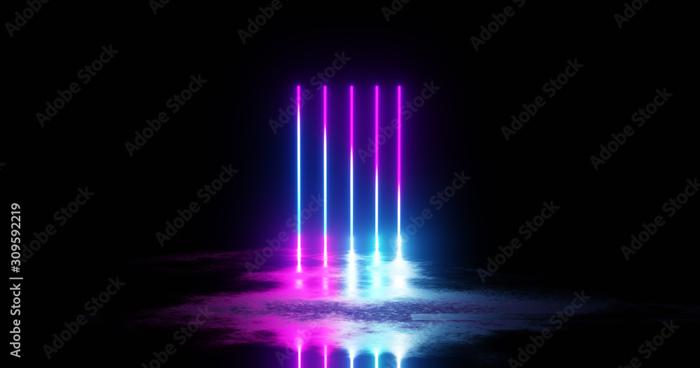 ultraviolet spectrum, blue violet neon lights, laser show, night club ...